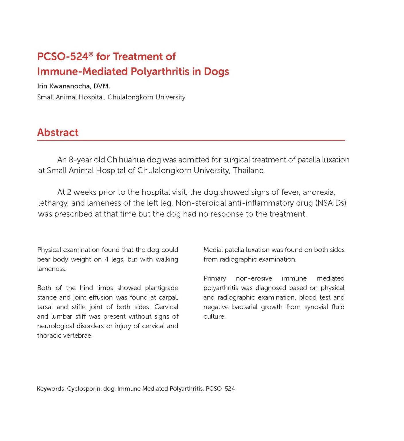 PCSO-524® for Treatment of Immune-Mediated Polyarthritis in Dogs ...